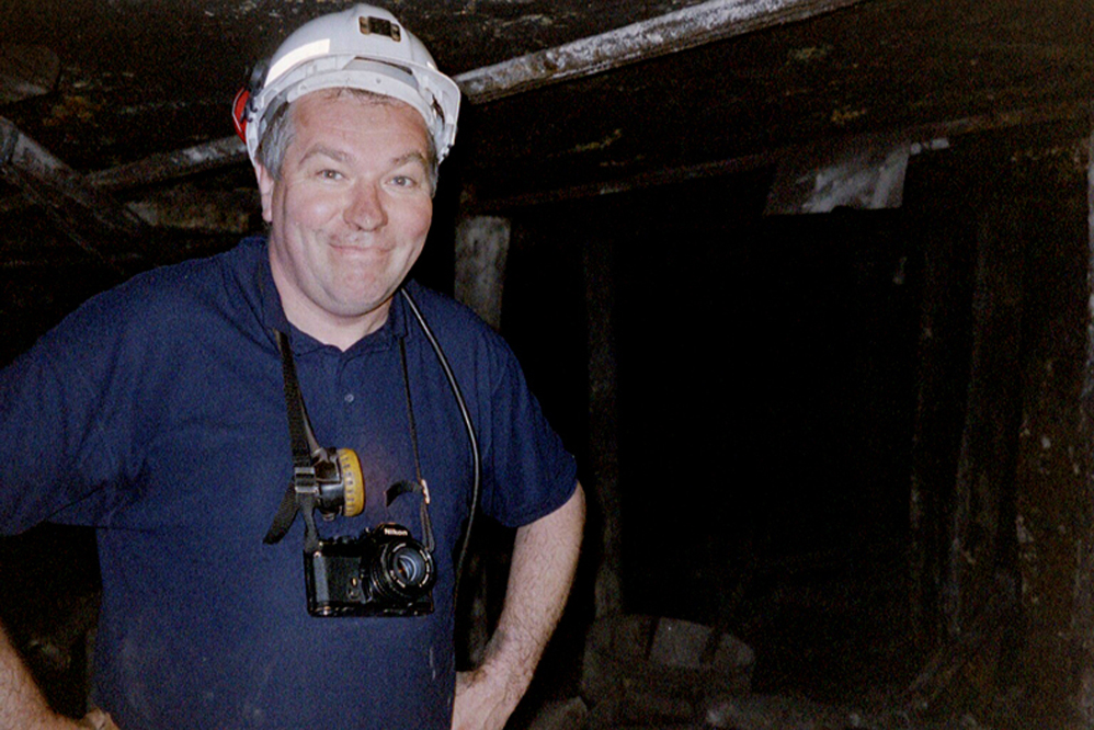 Artist Aidan Doyle at work in Blenkinsopp Colliery,
